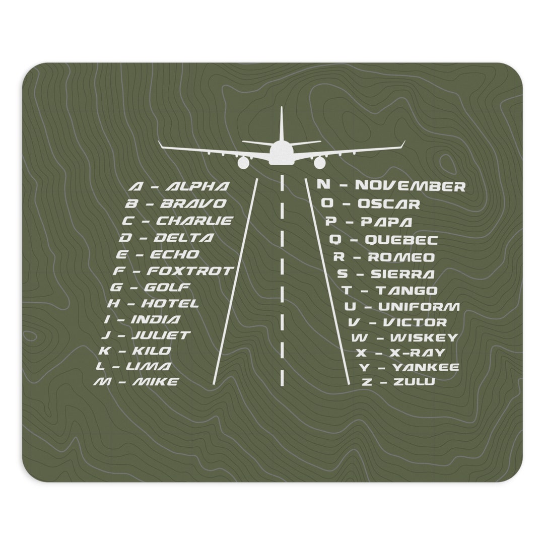 Pilot Alphabet Green Mouse Pad, Gifts for Pilots, Aviation Gifts, Pilot ...