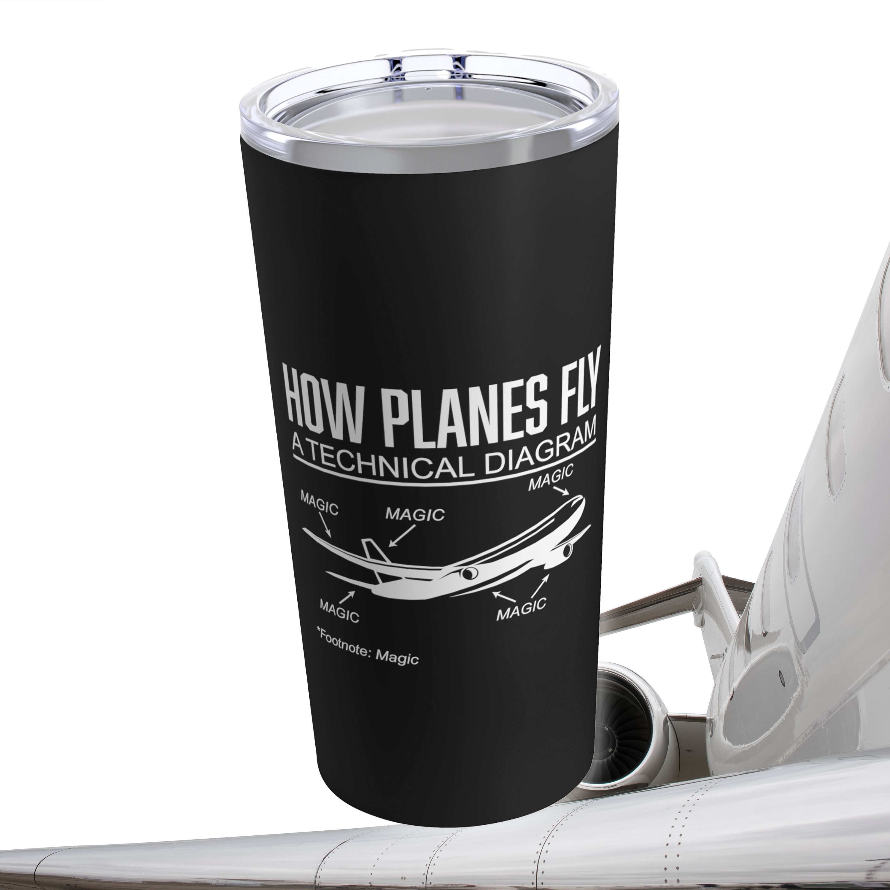 Plane Magic Black Tumbler 20oz, Aviation Travel Mug, Pilot Insulated ...