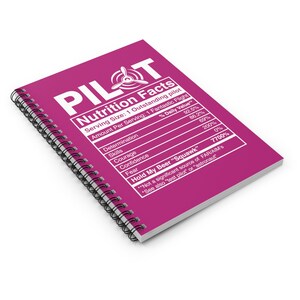 Pilot Nutrition Facts Pink Spiral Notebook, Flight Training Notebook ...