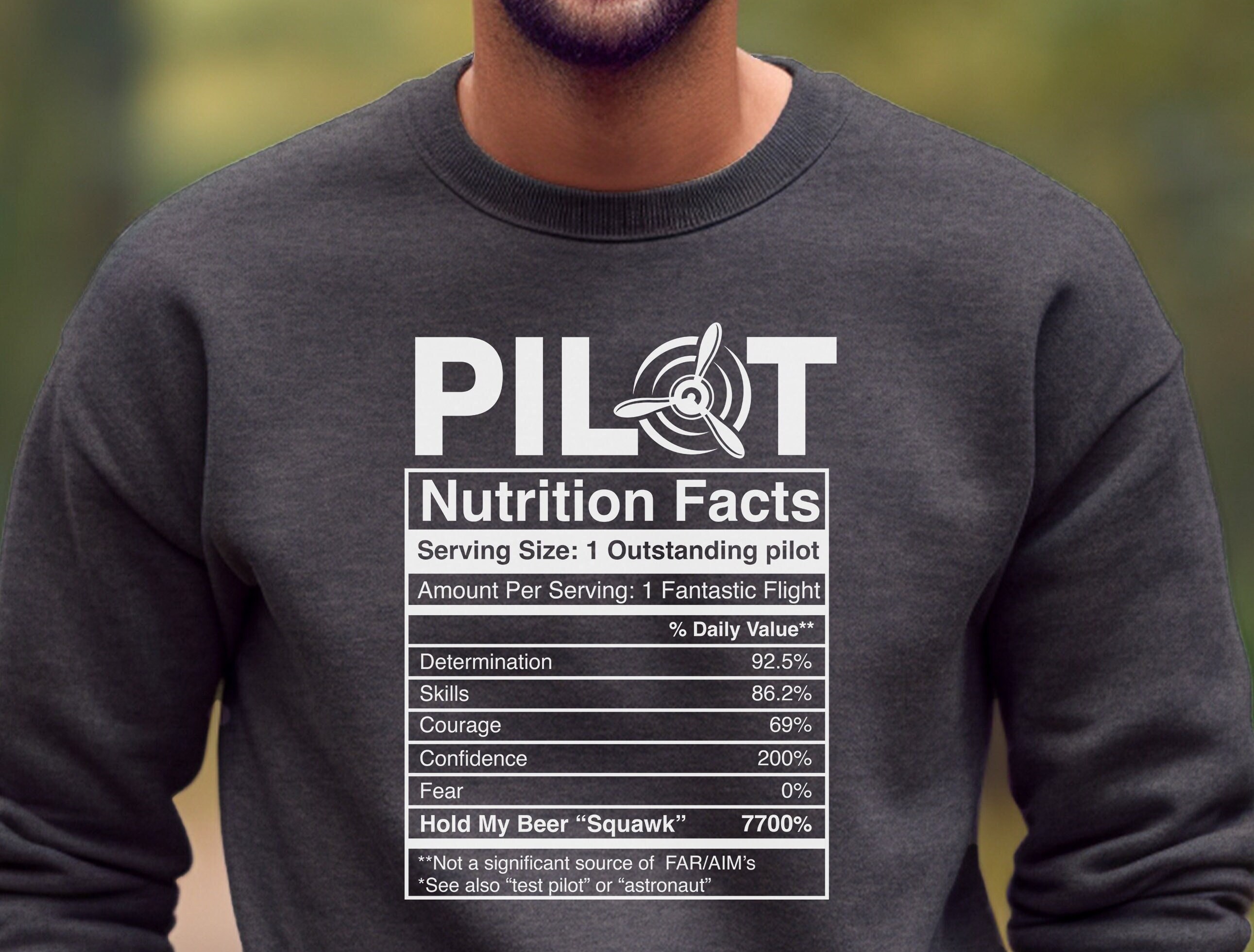 Pilot Nutrition Facts Crewneck Sweatshirt, Aviation Sweatshirts, Gifts ...
