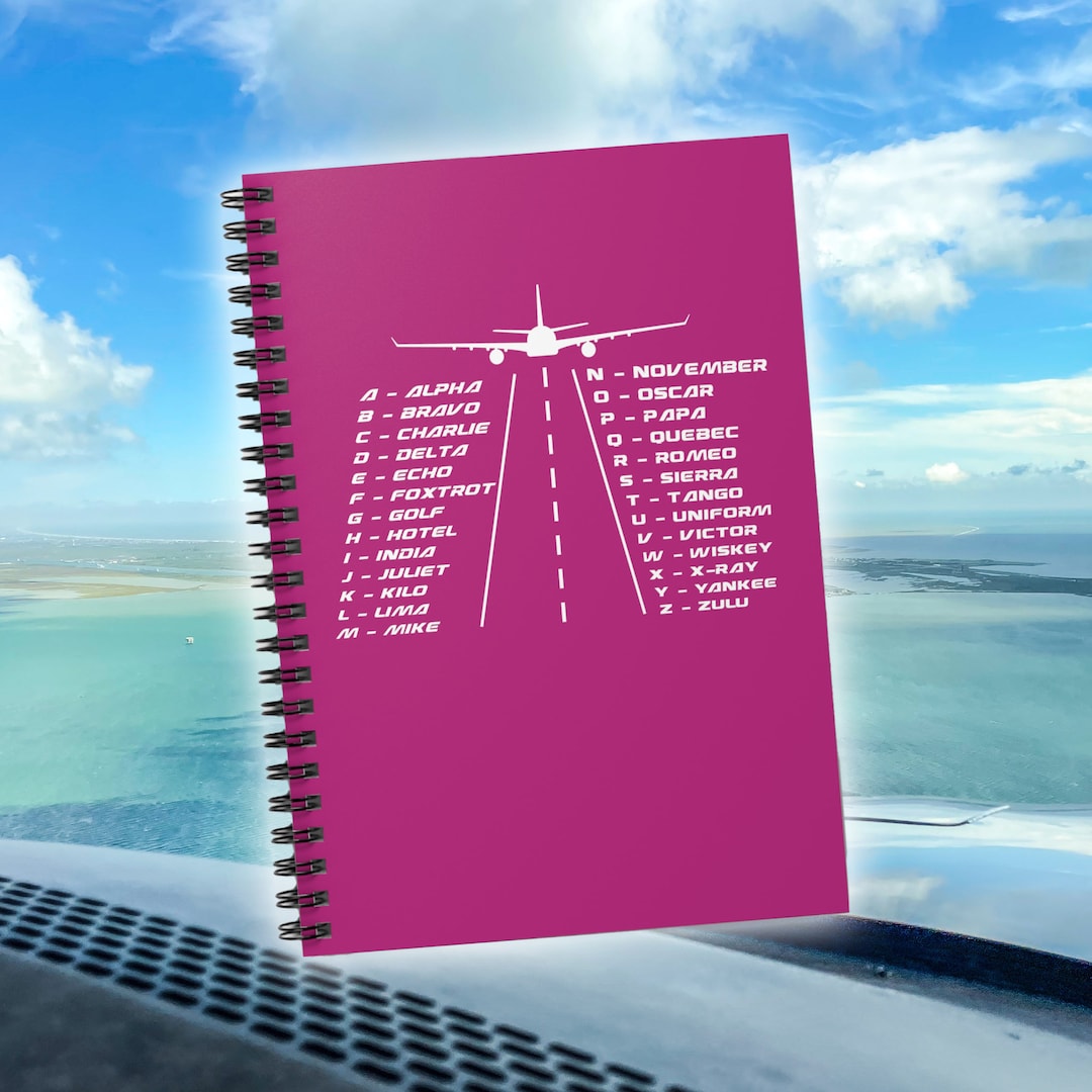 Pilot Alphabet Pink Spiral Notebook, Flight Training Notebook, Pilot ...