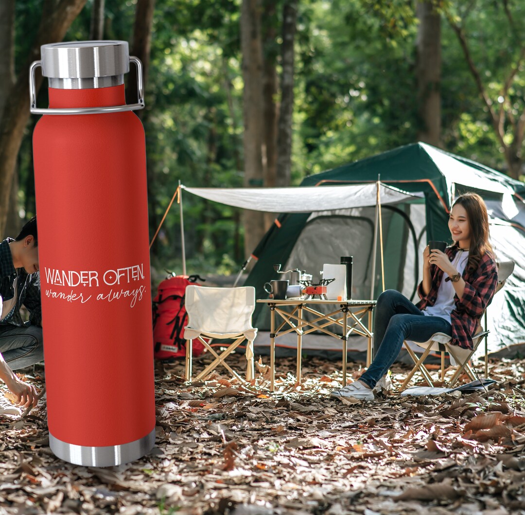 Wander Often, Wander Always Vacuum Insulated Bottle 22oz, Camping Water ...