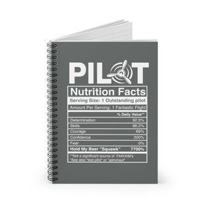 Pilot Nutrition Facts Dark Gray Spiral Notebook, Flight Training ...