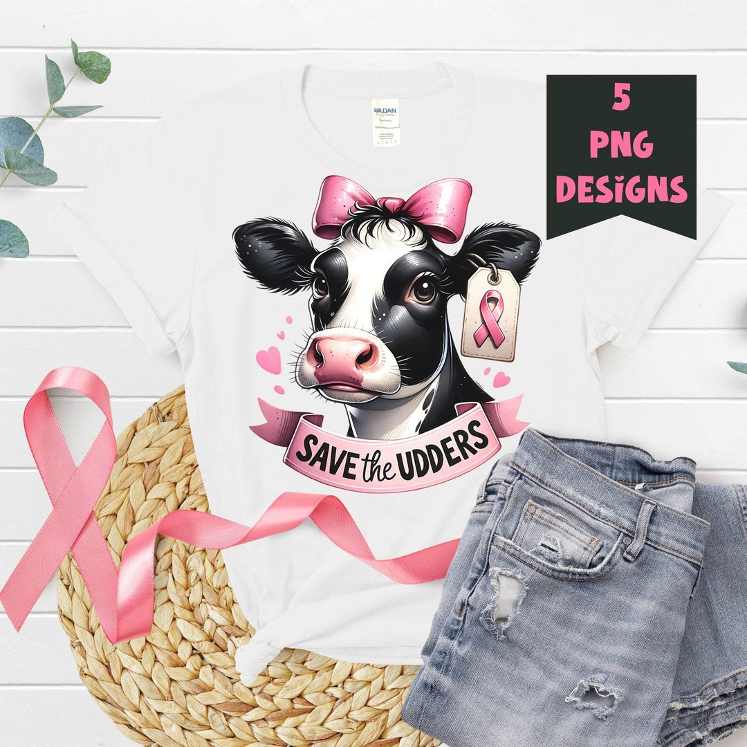 Save the Udders Cow PNG, Breast Cancer Awareness Design Digital ...