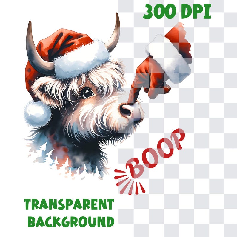 Christmas Highlander Cow PNG, Bond Hand PNG, Boop Christmas Cow ...