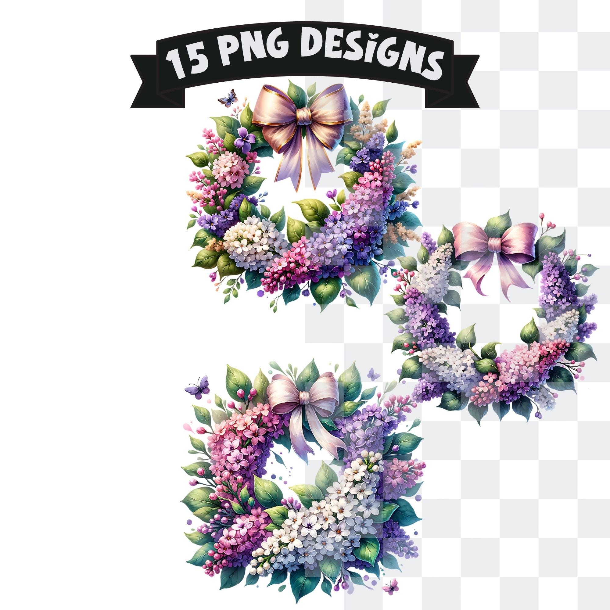 Lilac Garland Clipart, Lilac Bouquets PNG Files for Crafting ...
