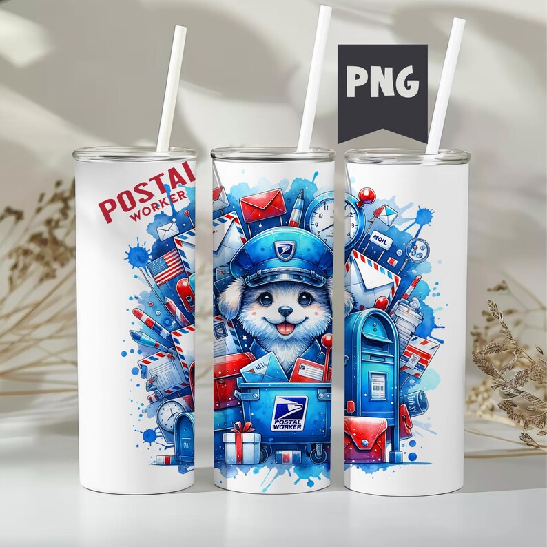 Postal Worker 20 Oz Skinny Tumbler Wrap Sublimation Design, Cute Mail ...