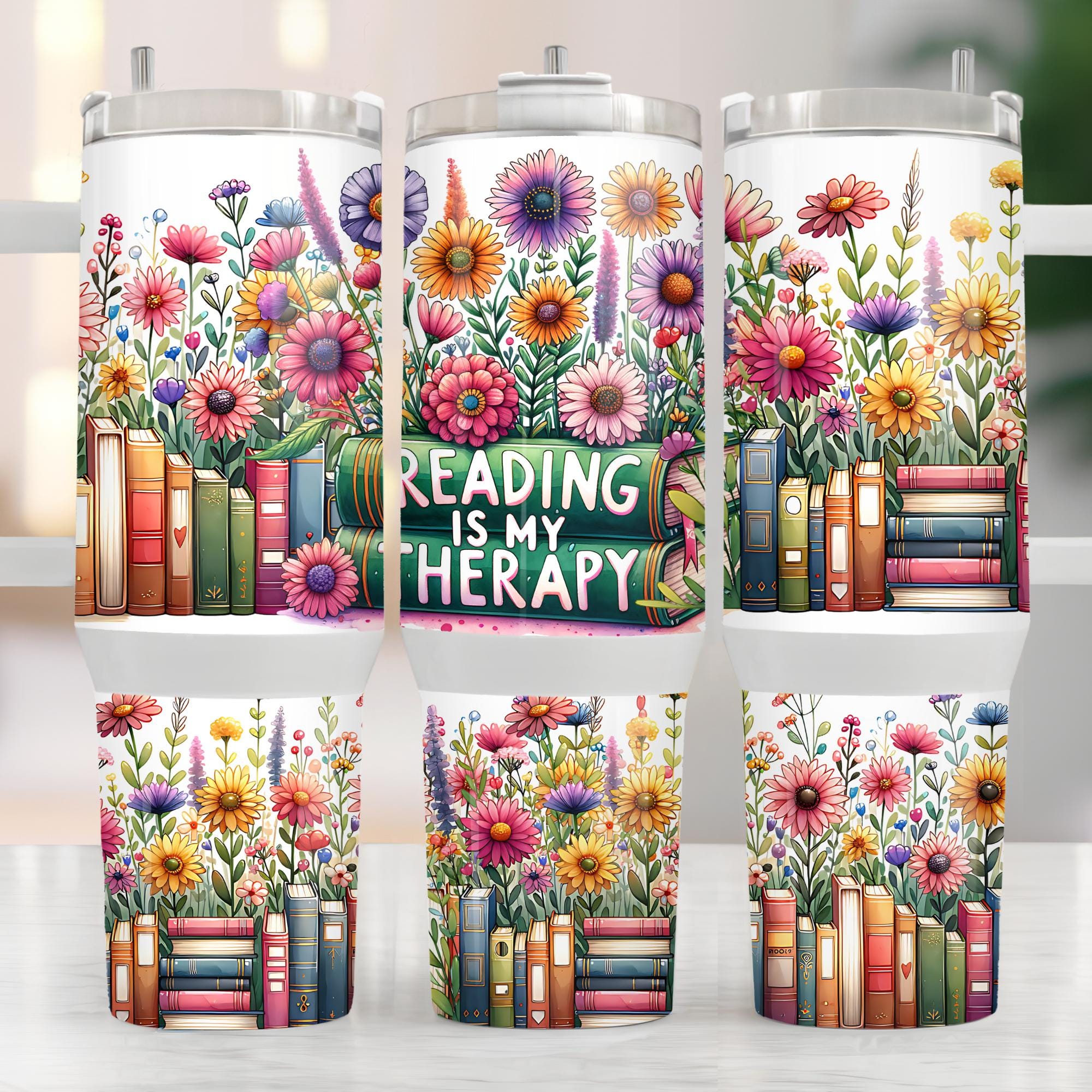 Reading is My Therapy Book 40oz Tumbler Wrap Reading Lover Tumbler Wrap ...