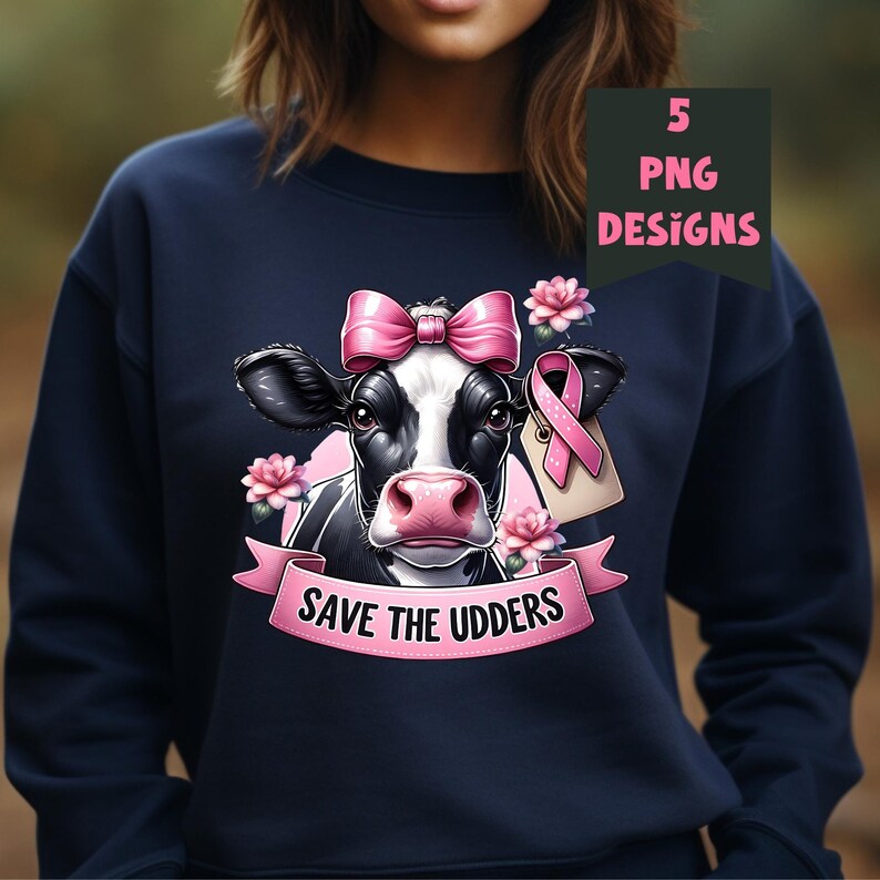 Save the Udders Cow PNG, Breast Cancer Awareness Design Digital ...