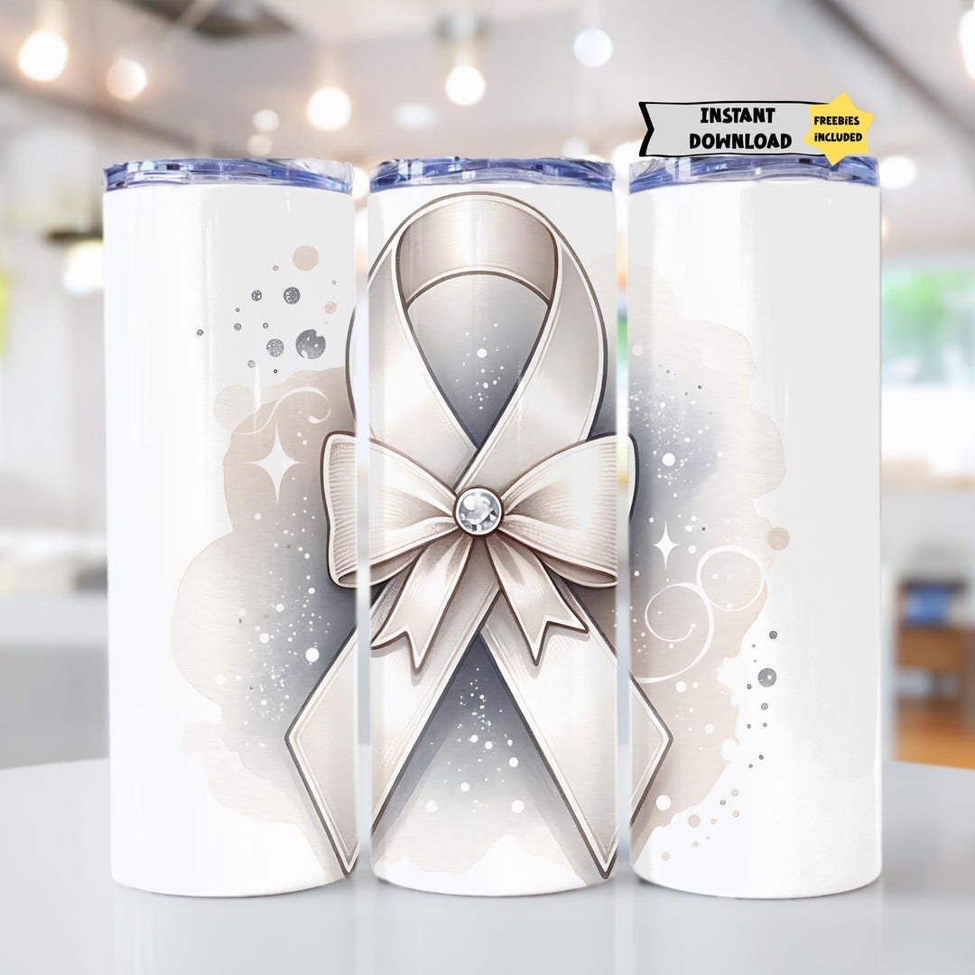 White Pearl Lung Cancer Ribbon PNG, Coquette Bow and Rhinestone Sparkle ...