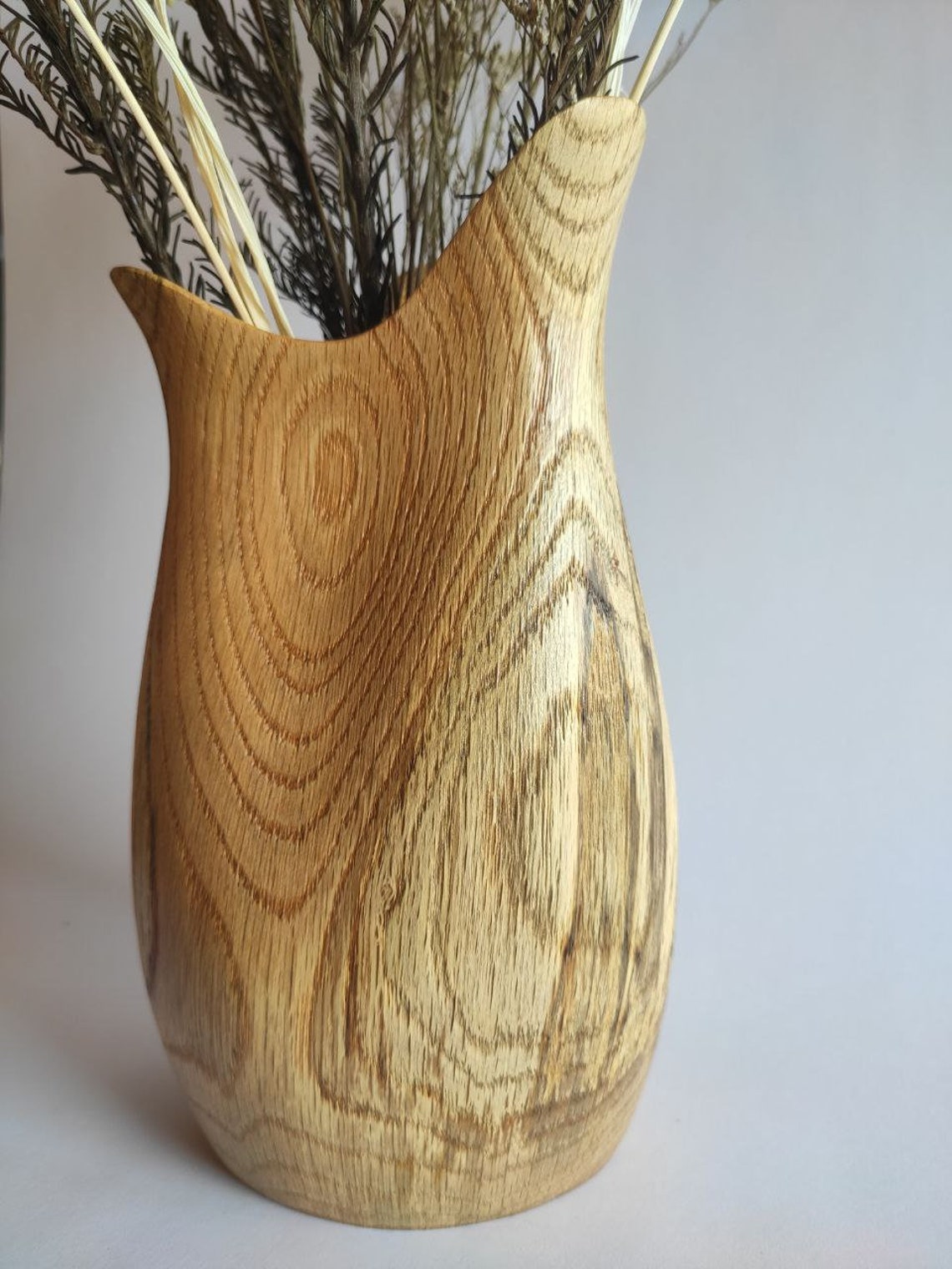 Oak Vase Wooden Vase Dried Flower Vase Wooden Floral - Etsy