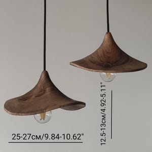 Wooden Pendant Light, Lamp Handmade, Ceiling Light With Wavy Edge for ...