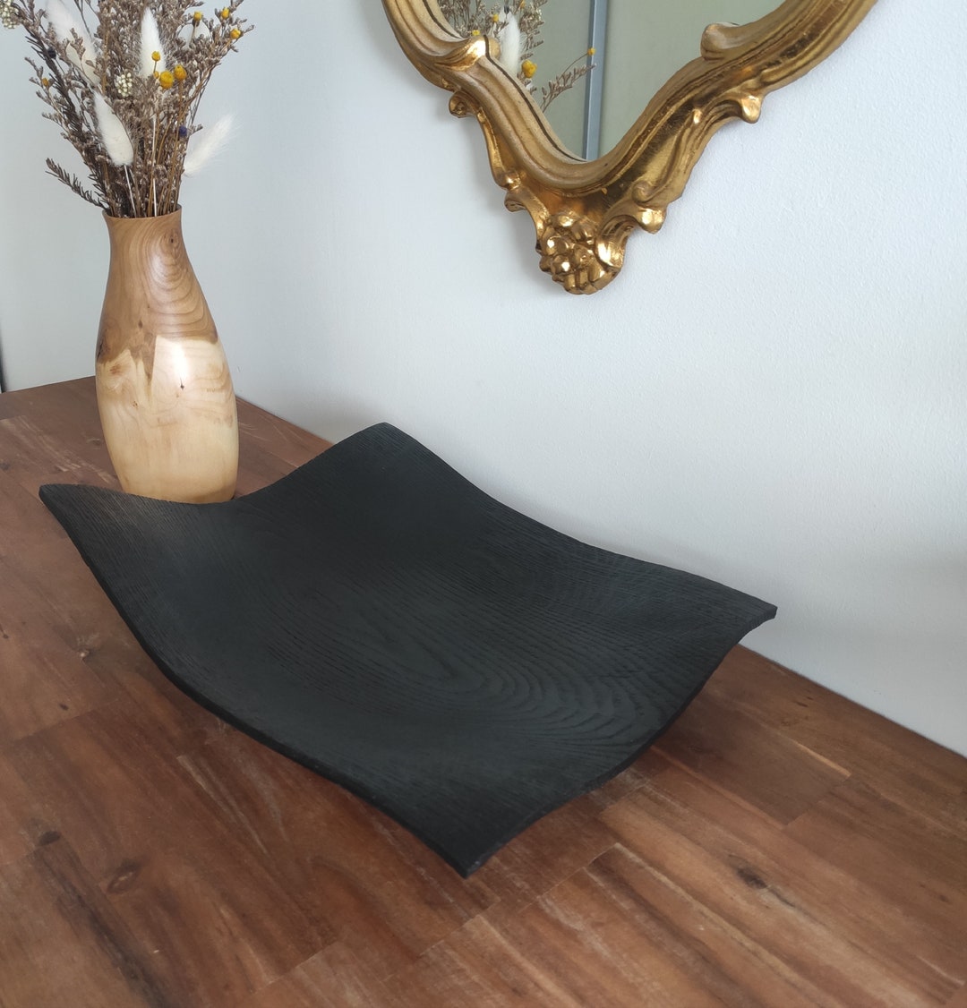 Curved Edge Wooden Bowl Large Rustic Bowl Irregular Shaped Bowl ...