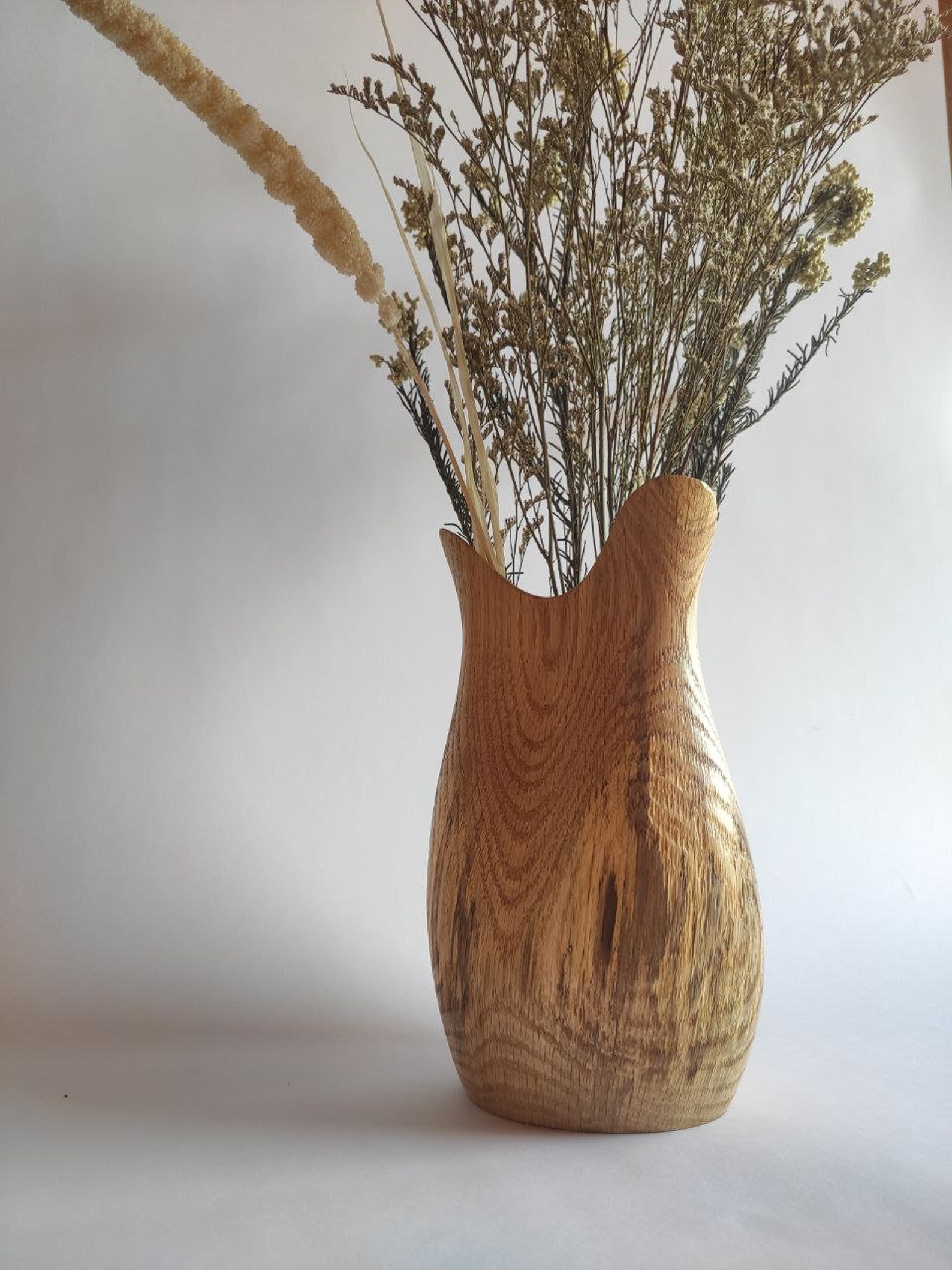 Oak Vase Wooden Vase Dried Flower Vase Wooden Floral - Etsy