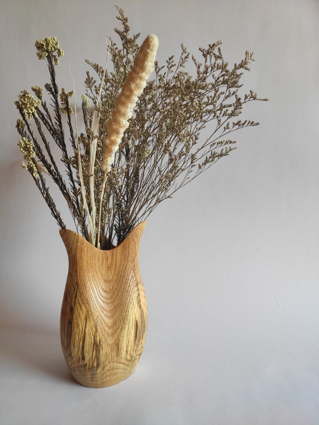 Oak Vase Wooden Vase Dried Flower Vase Wooden Floral - Etsy