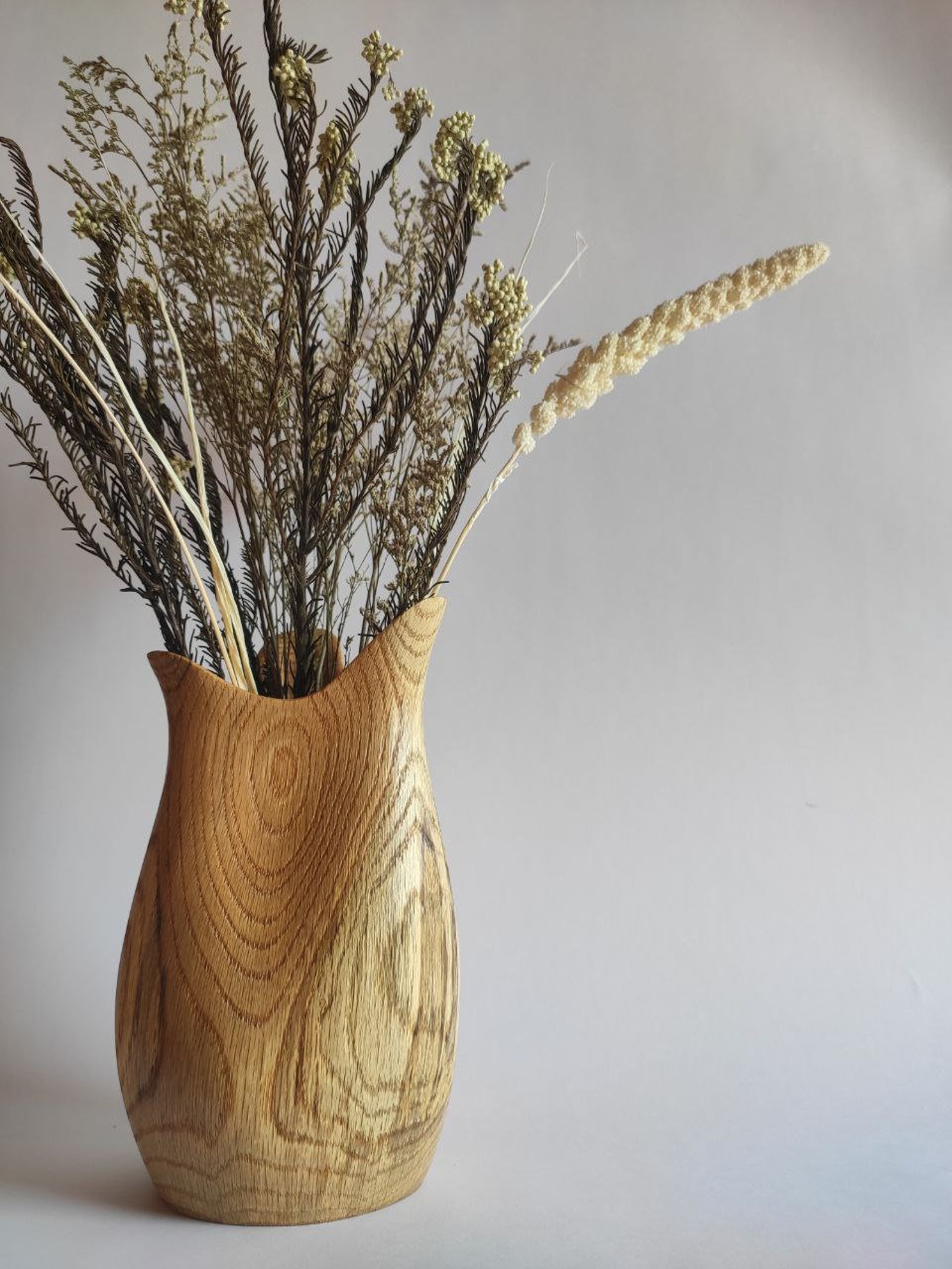 Oak Vase Wooden Vase Dried Flower Vase Wooden Floral - Etsy
