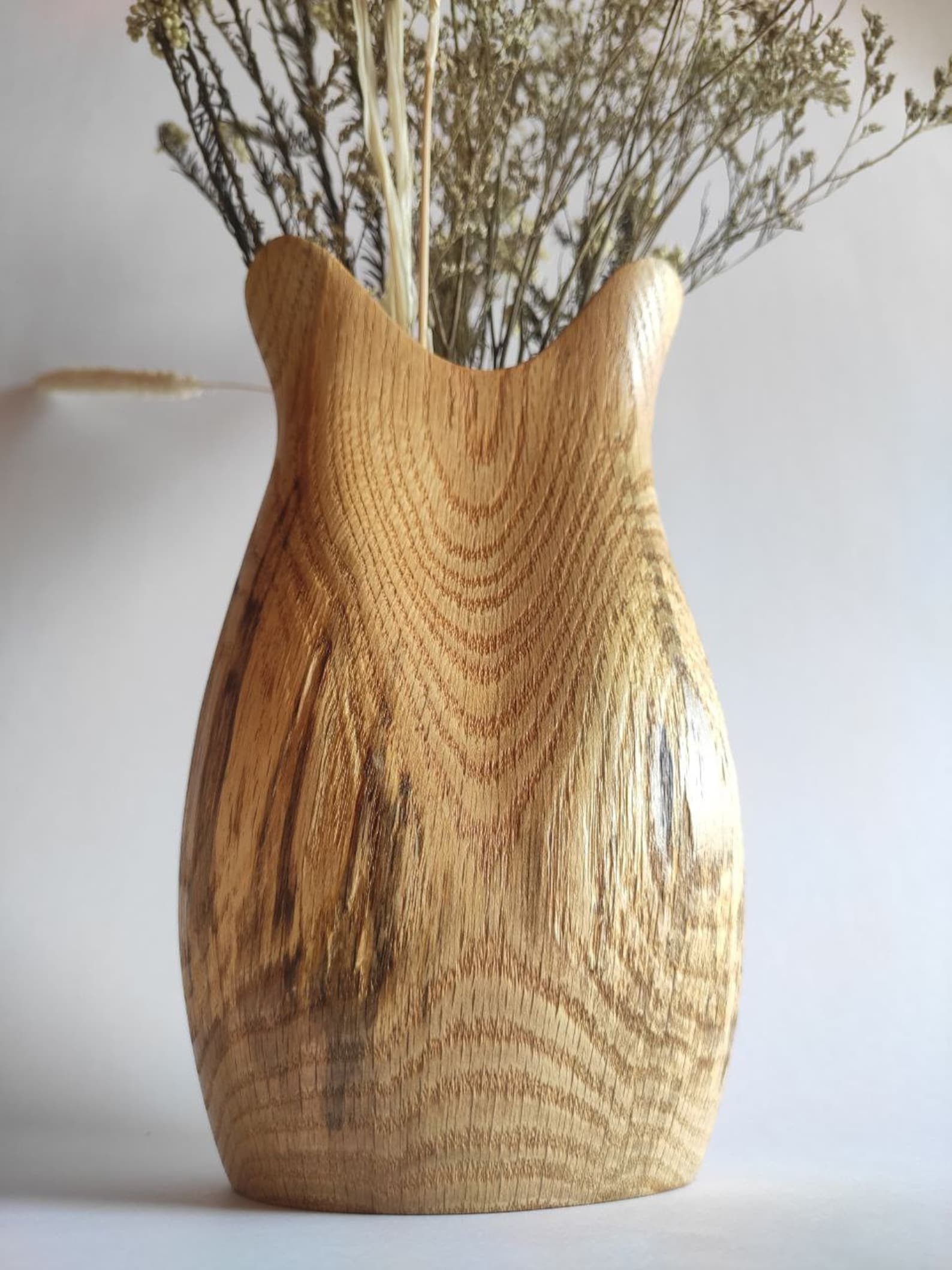 Oak Vase Wooden Vase Dried Flower Vase Wooden Floral - Etsy