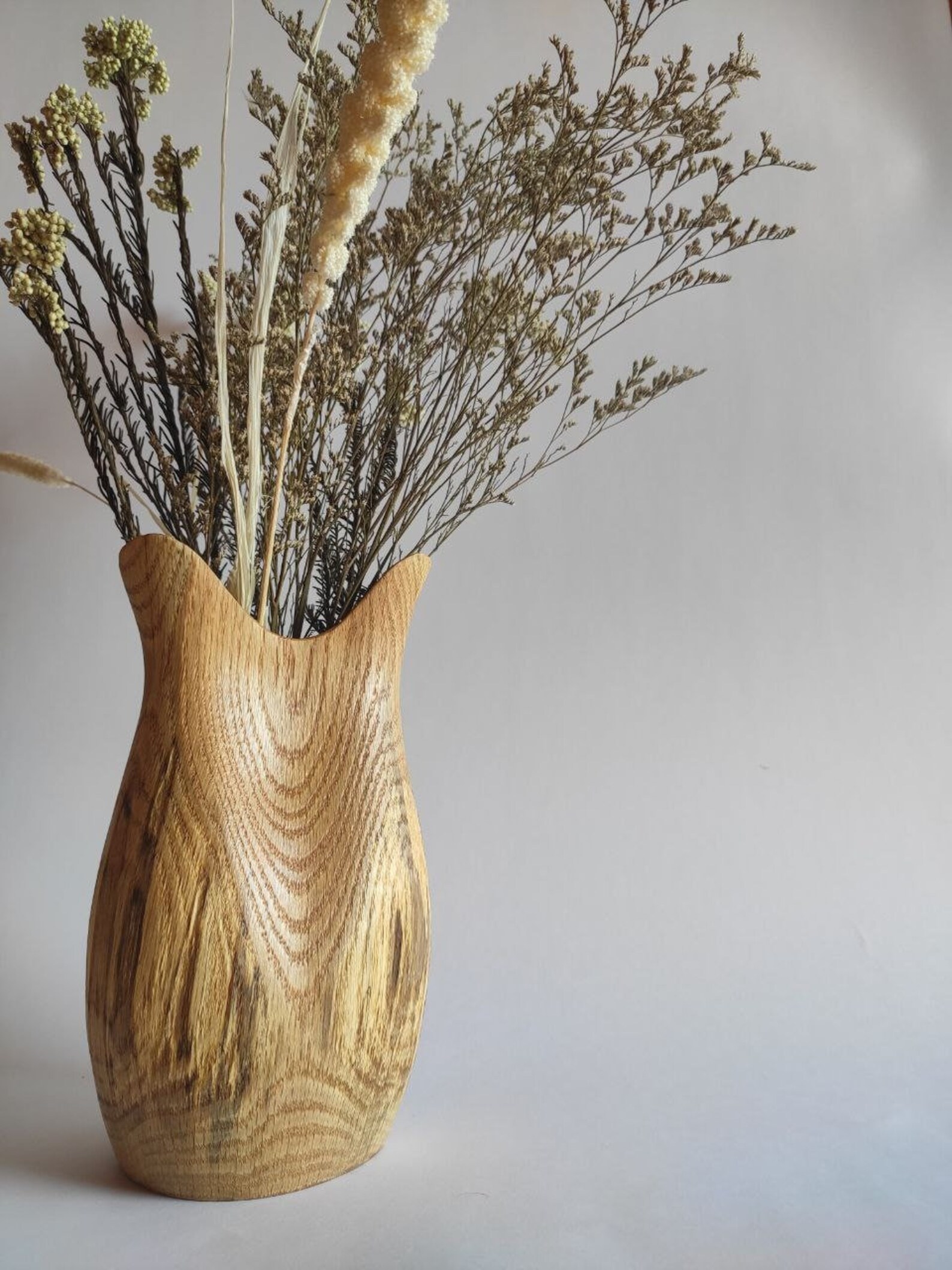 Oak Vase Wooden Vase Dried Flower Vase Wooden Floral - Etsy