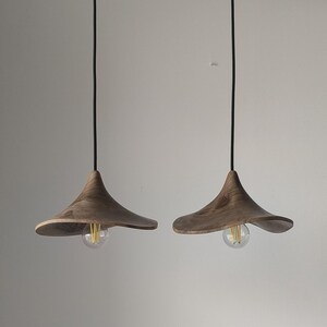 Wooden Pendant Light, Lamp Handmade, Ceiling Light With Wavy Edge for ...