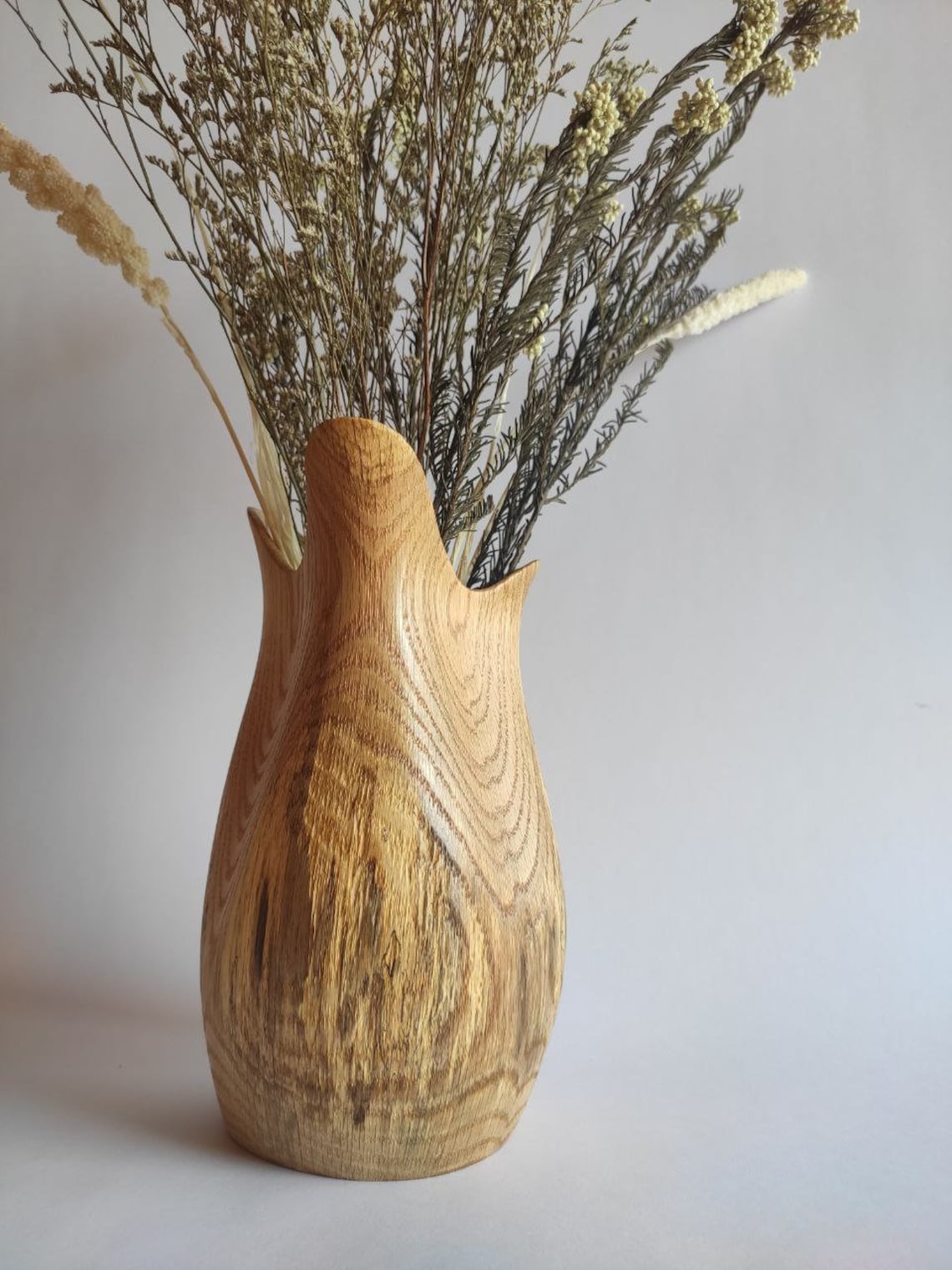 Oak Vase Wooden Vase Dried Flower Vase Wooden Floral - Etsy