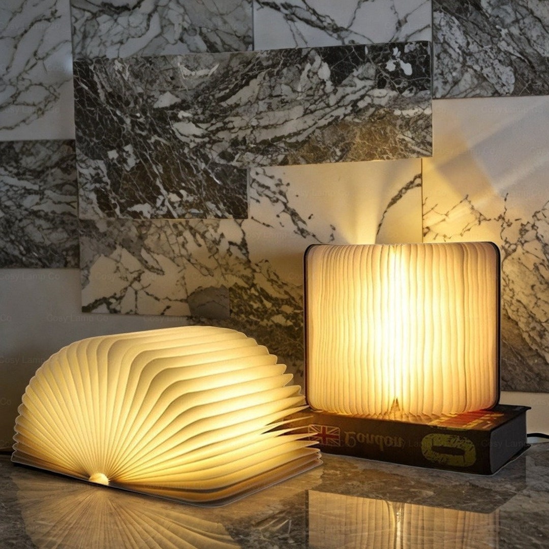Wooden Book Lamp Folding Page Turning LED Night Light Wooden - Etsy ...
