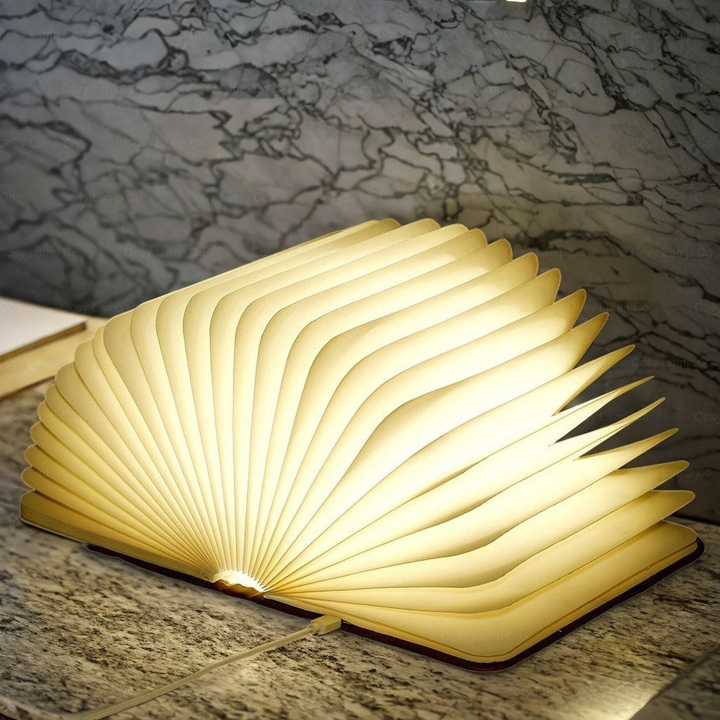 Wooden Book Lamp Folding Page Turning LED Night Light Wooden - Etsy ...