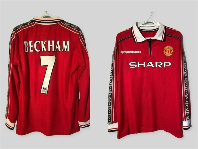 98-99 Retro Manchester United Jersey, Beckham Jersey Soccer Football ...
