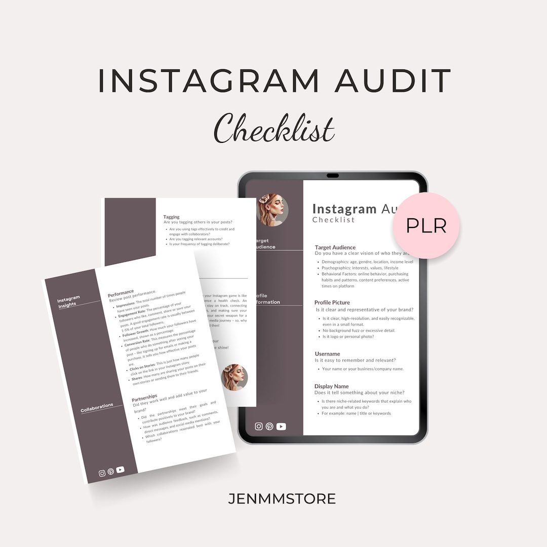 PLR Instagram Audit Checklist, Instagram Template, Lead Magnet ...