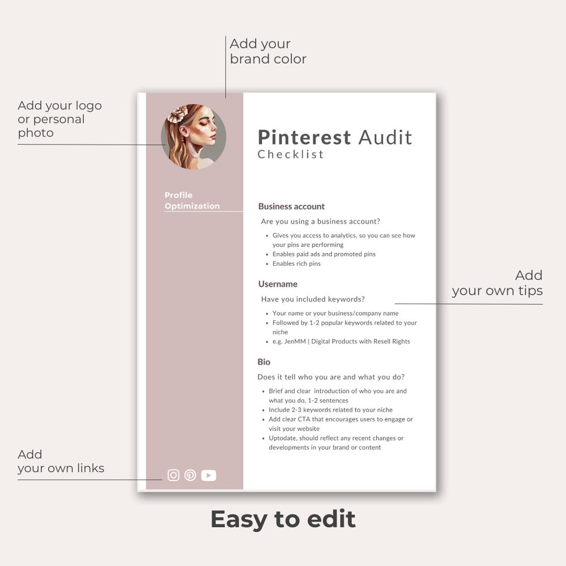 PLR Pinterest Audit Checklist, PLR Templates, Pinterest Template, Lead ...
