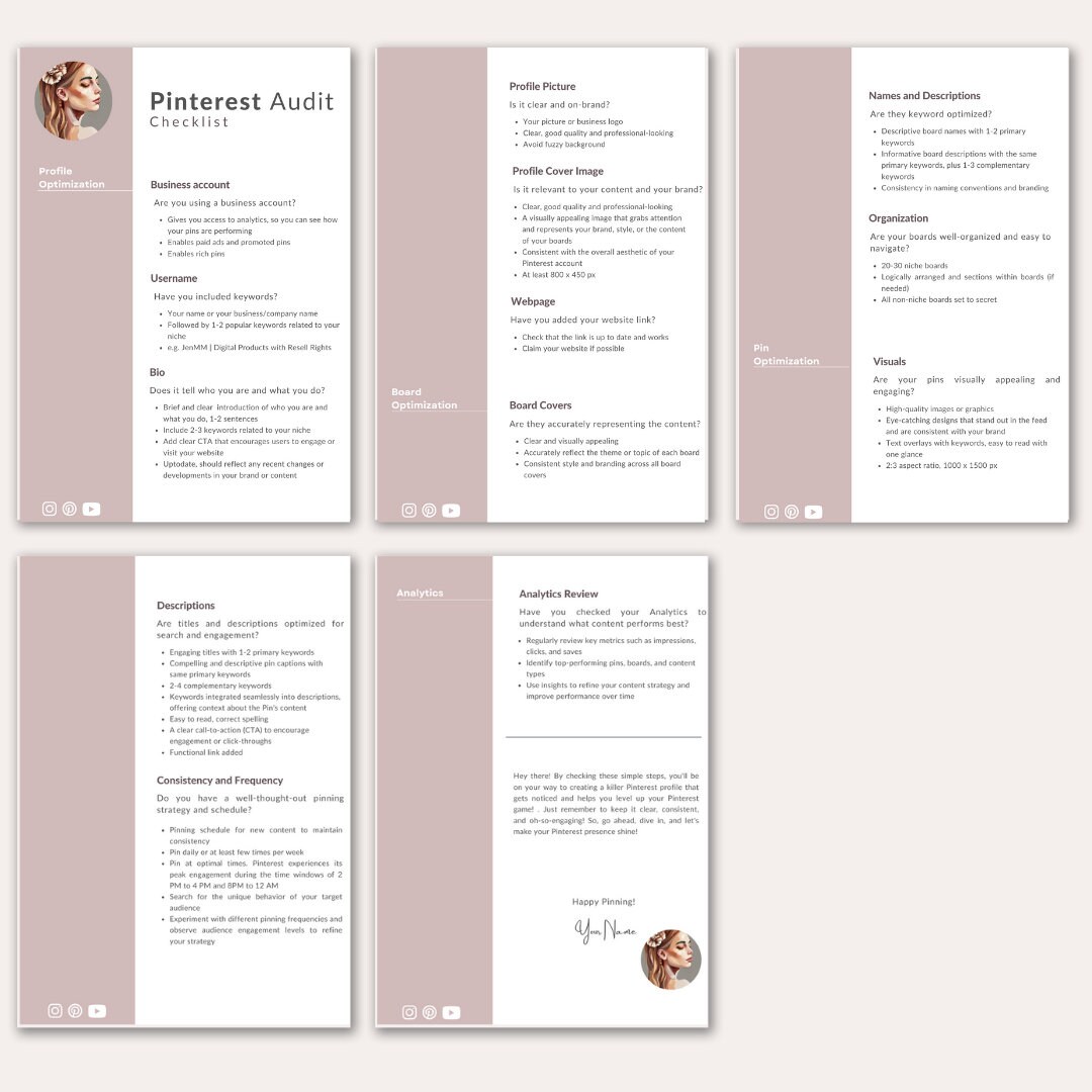 PLR Pinterest Audit Checklist, PLR Templates, Pinterest Template, Lead ...