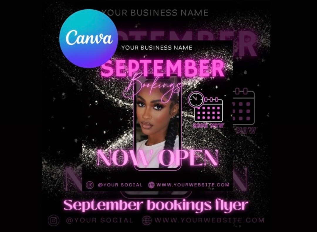 Editable September Booking Flyer Template DIY Hair Lash - Etsy