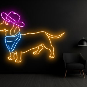 Labrador Cowboy Neon Sign Labrador Cowboy Led Sign Cute Dog - Etsy