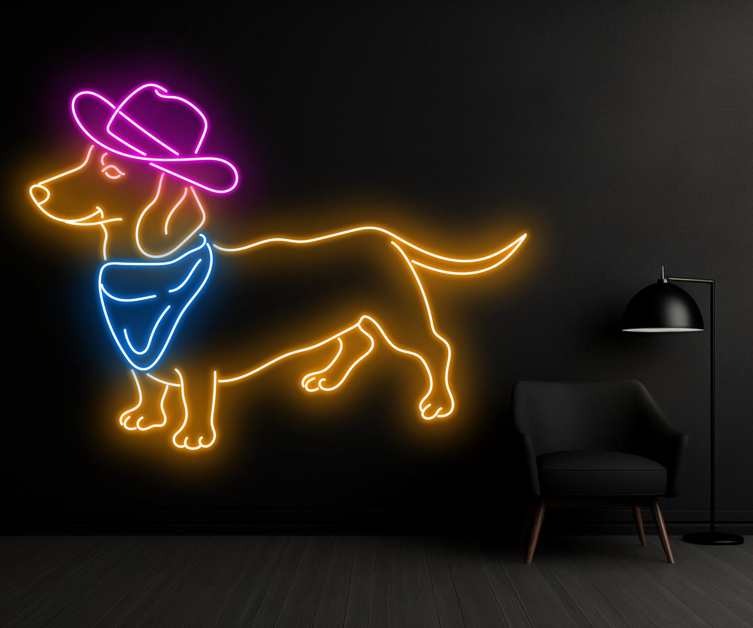 Labrador Cowboy Neon Sign Labrador Cowboy Led Sign Cute Dog - Etsy