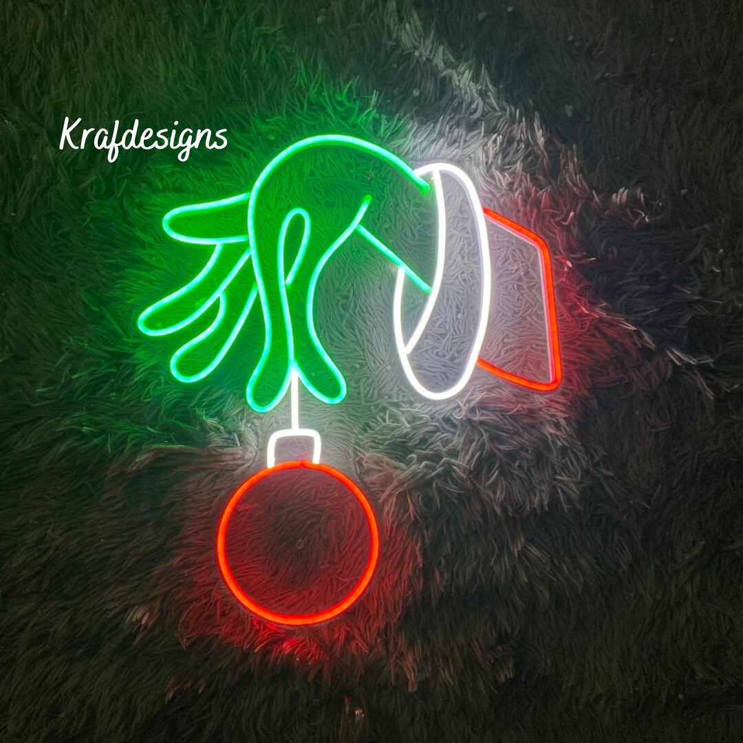 Grinch Hand Neon Sign Grinch Hand Neon Sign Grinch Neon - Etsy Canada
