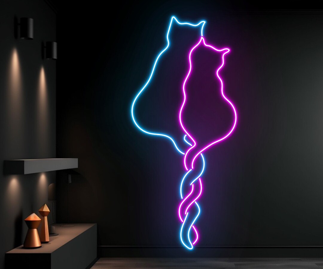 Cat Couple Neon Sign Cat Couple Led Sign Animal Lover Neon - Etsy