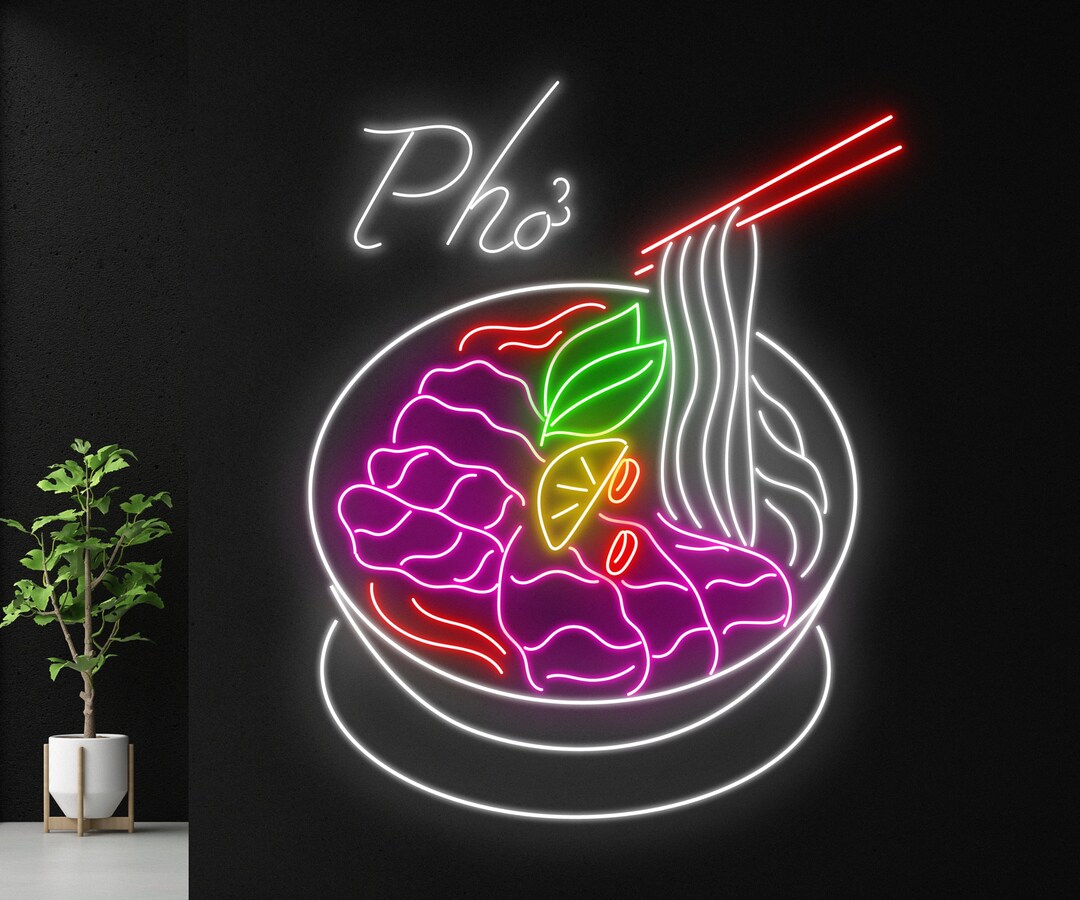 Pho Logo Restaurant Neon Sign Pho Bowl Neon Led Sign - Etsy