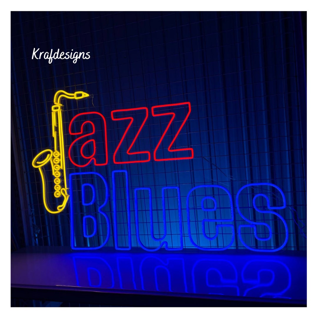 Jazz Blues Neon Sign Saxophone Neon Light Saxophone Led - Etsy