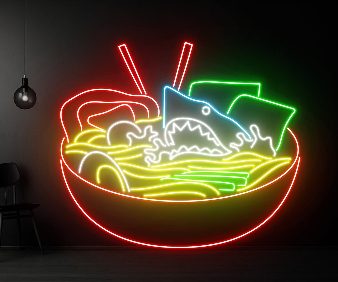 Ramen Shark Logo Restaurant Neon Sign Ramen Neon Led Sign - Etsy