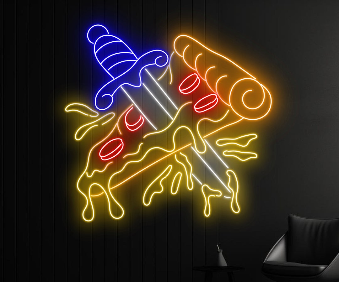 Welcome Pizza Sword Neon Sign Pizza Led Sign Pizza - Etsy