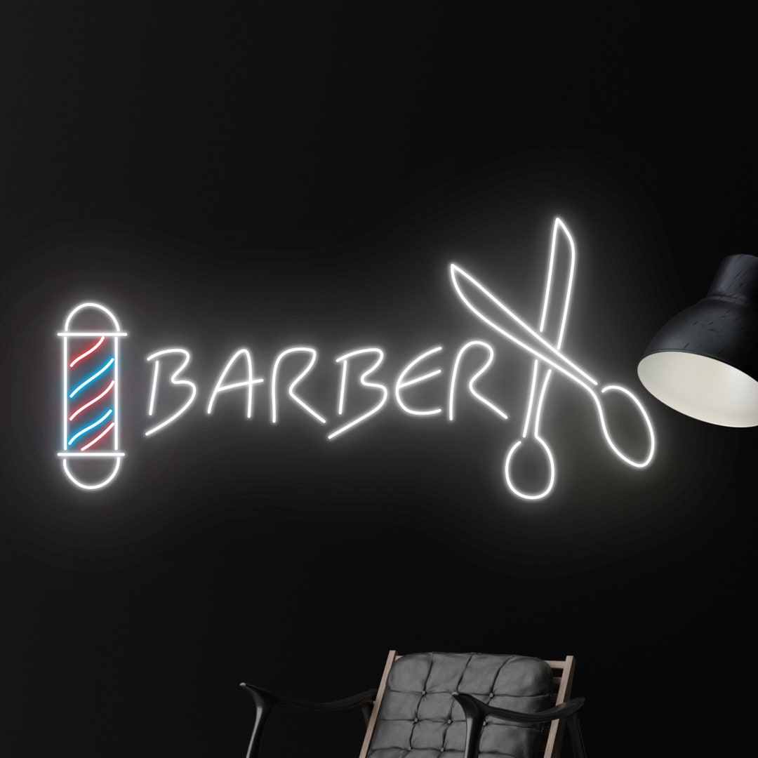 Barber Open Neon Sign, Custom Barber Hair Salon Neon Light, Barber Logo ...
