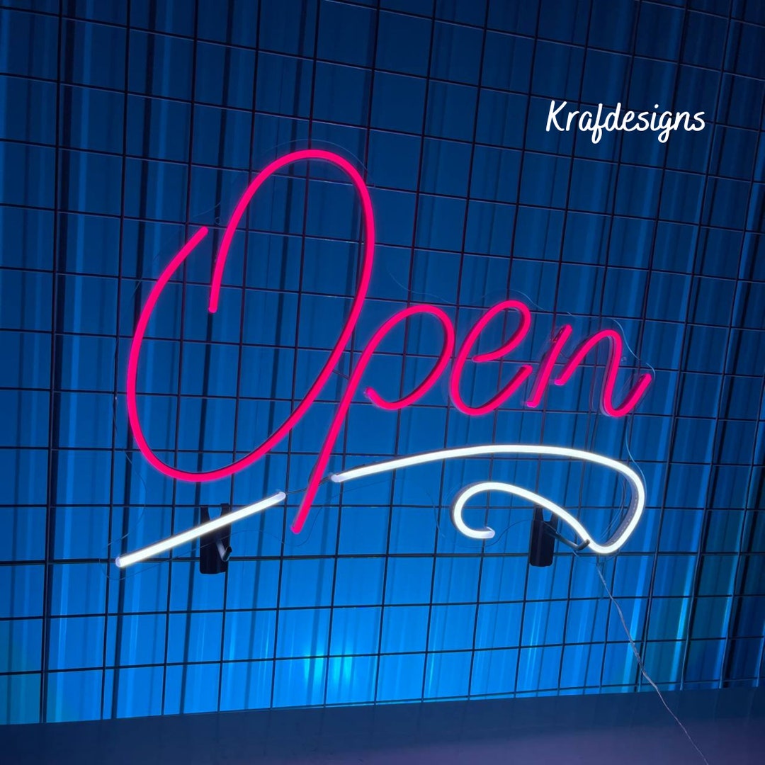 Open Logo Neon Sign We Are Open Welcome Decor Led Sign - Etsy