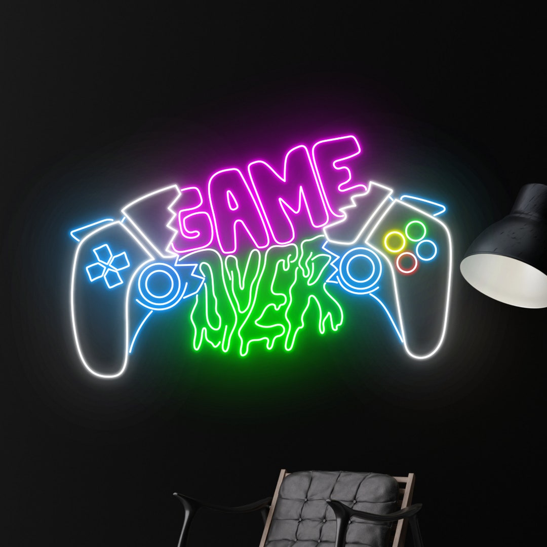 Gamepad Game Over Neon Sign Game Machine Neon Led Sign Room - Etsy