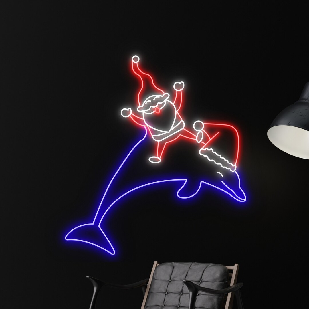 Dolphin Santa Christmas Neon Sign Animal Lover Neon Light - Etsy