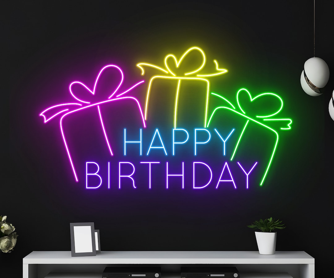 Happy Birthday Neon Sign Happy Birthday Led Sign Custom - Etsy