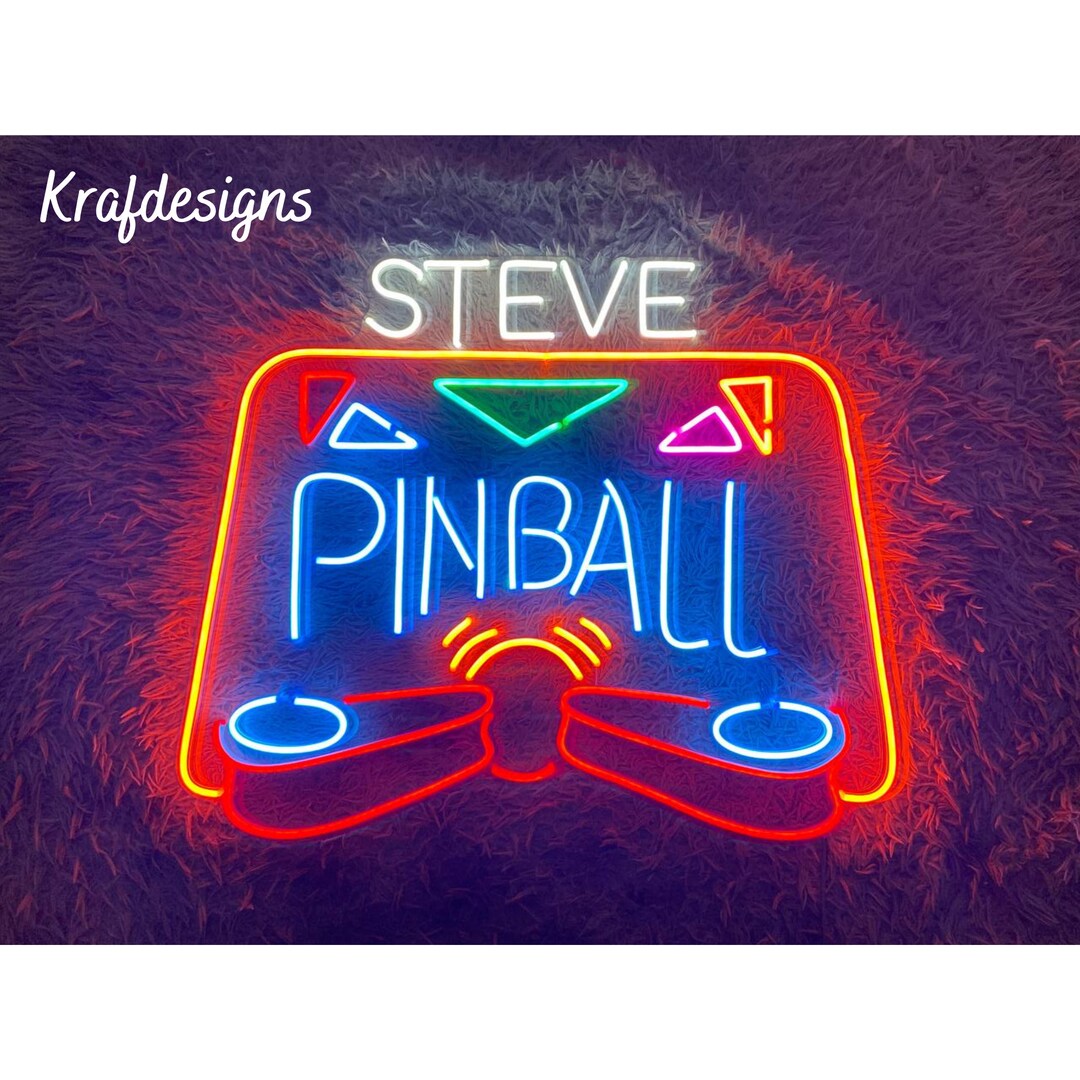 Custom Steve Pinball Machine Neon Sign, Game Arcade Neon Led Sign ...