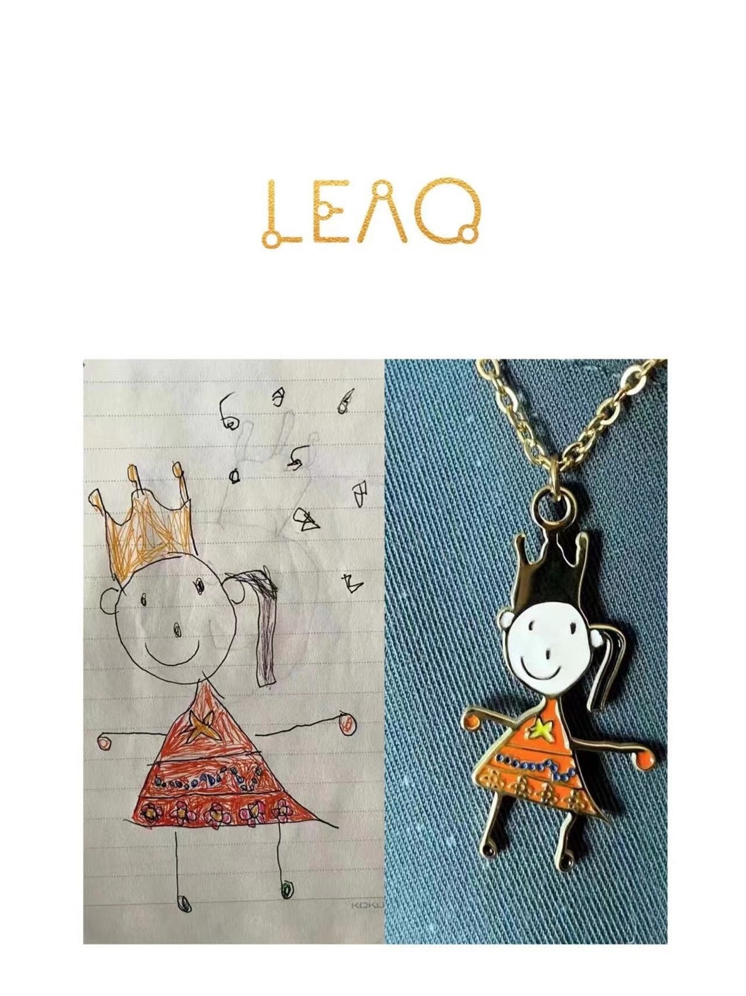 COLORED, Drawing Necklace, Custom Made Enamel Jewelry, Personalized ...