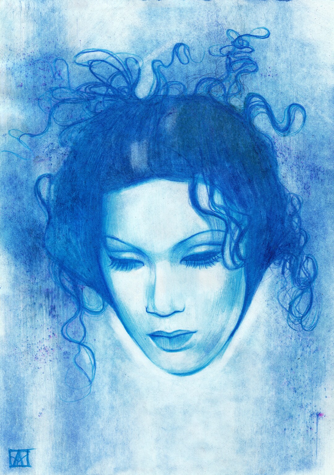 Original Colored Pencil Drawing on Paper Kozi - Etsy