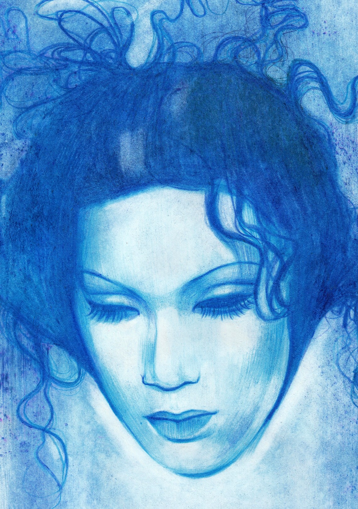Original Colored Pencil Drawing on Paper Kozi - Etsy