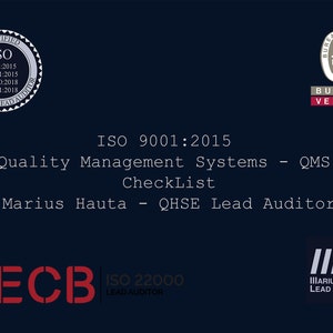 ISO 9001 2015 QMS and 22000 2018 FSMS Checklist - Etsy