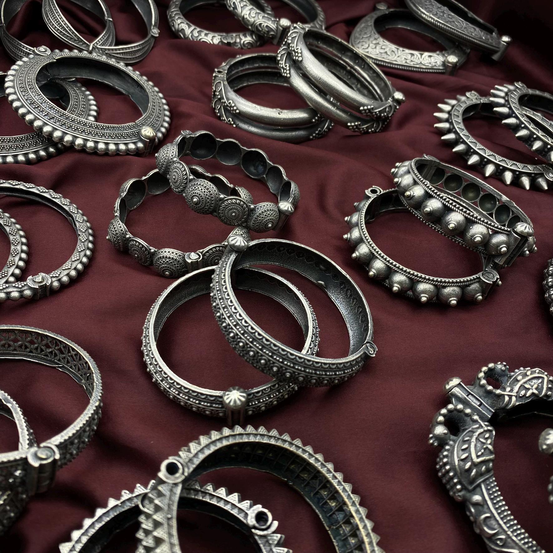 Oxidized Silver Bangles | Tribal Boho Temple Style Bracelets - Etsy